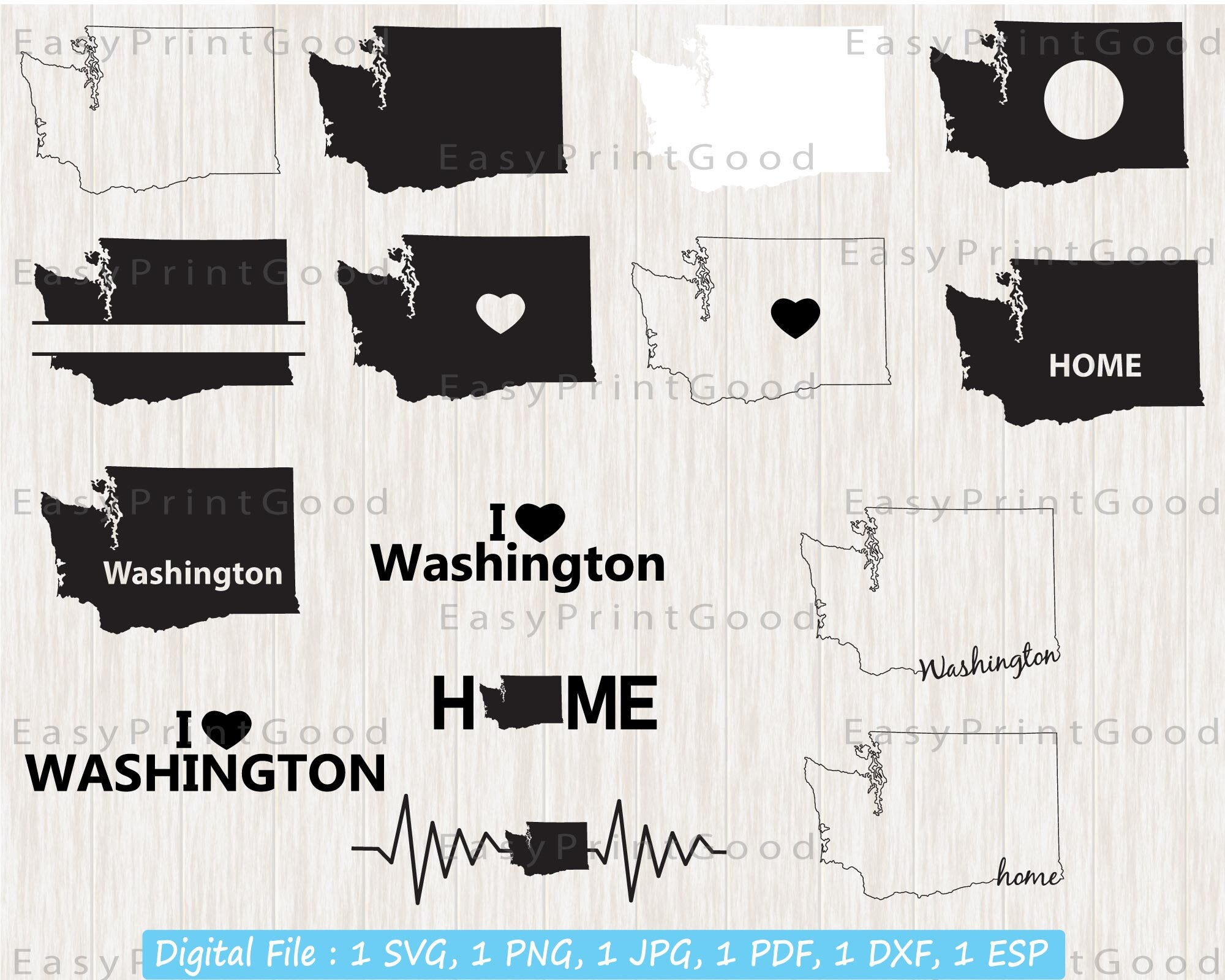 Washington Svg Bundle 15 Washington State Svg Washington | Etsy