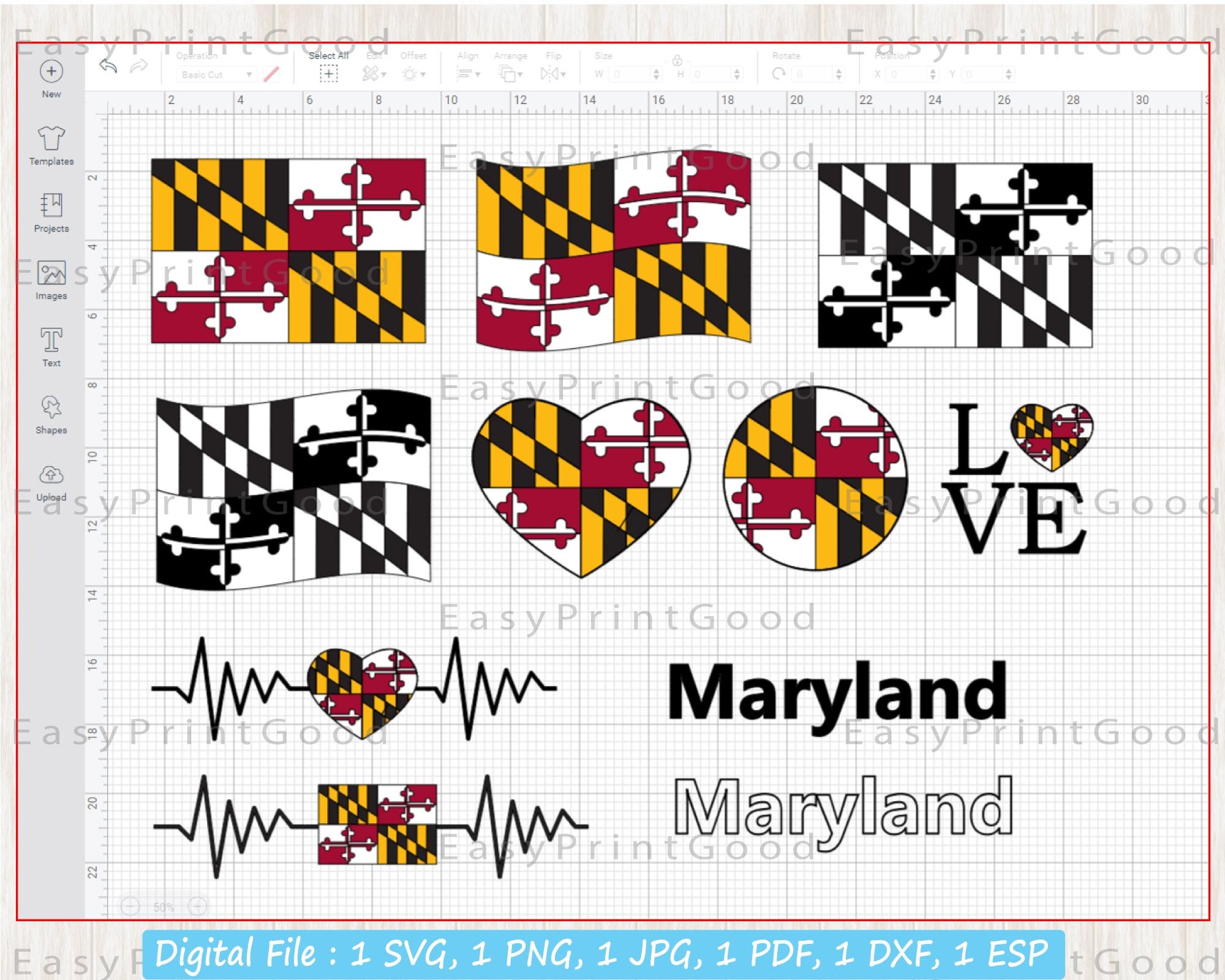 Maryland Flag Bundle Svg Maryland State Flag Svg Love - Etsy