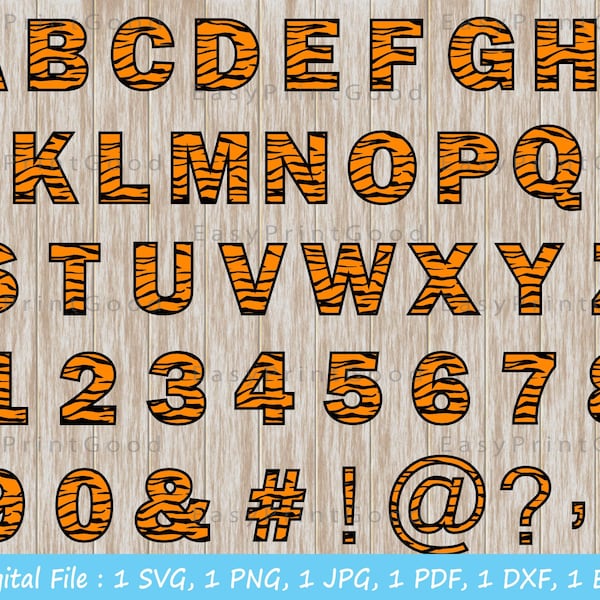 Tiger Font Svg - Etsy