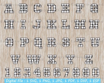 Buffalo Plaid Font SVG Cutfile Alphabet, Plaid Svg Font, Buffalo Plaid ...