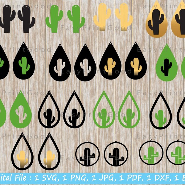 Cactus Earring Svg - Etsy
