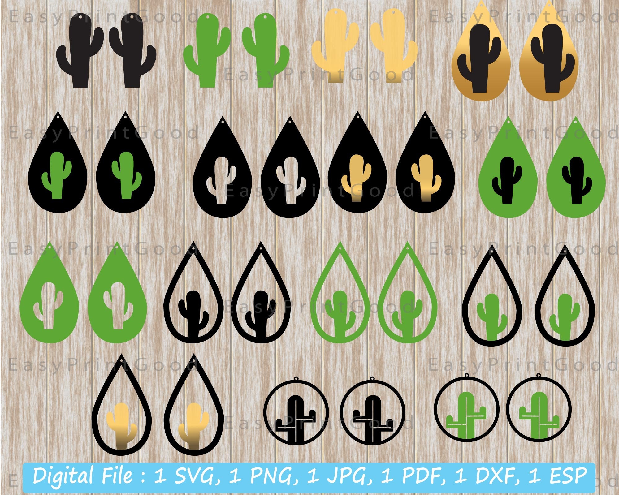 Cactus Earring Svg Succulent Earring Svg Cactus Earring | Etsy