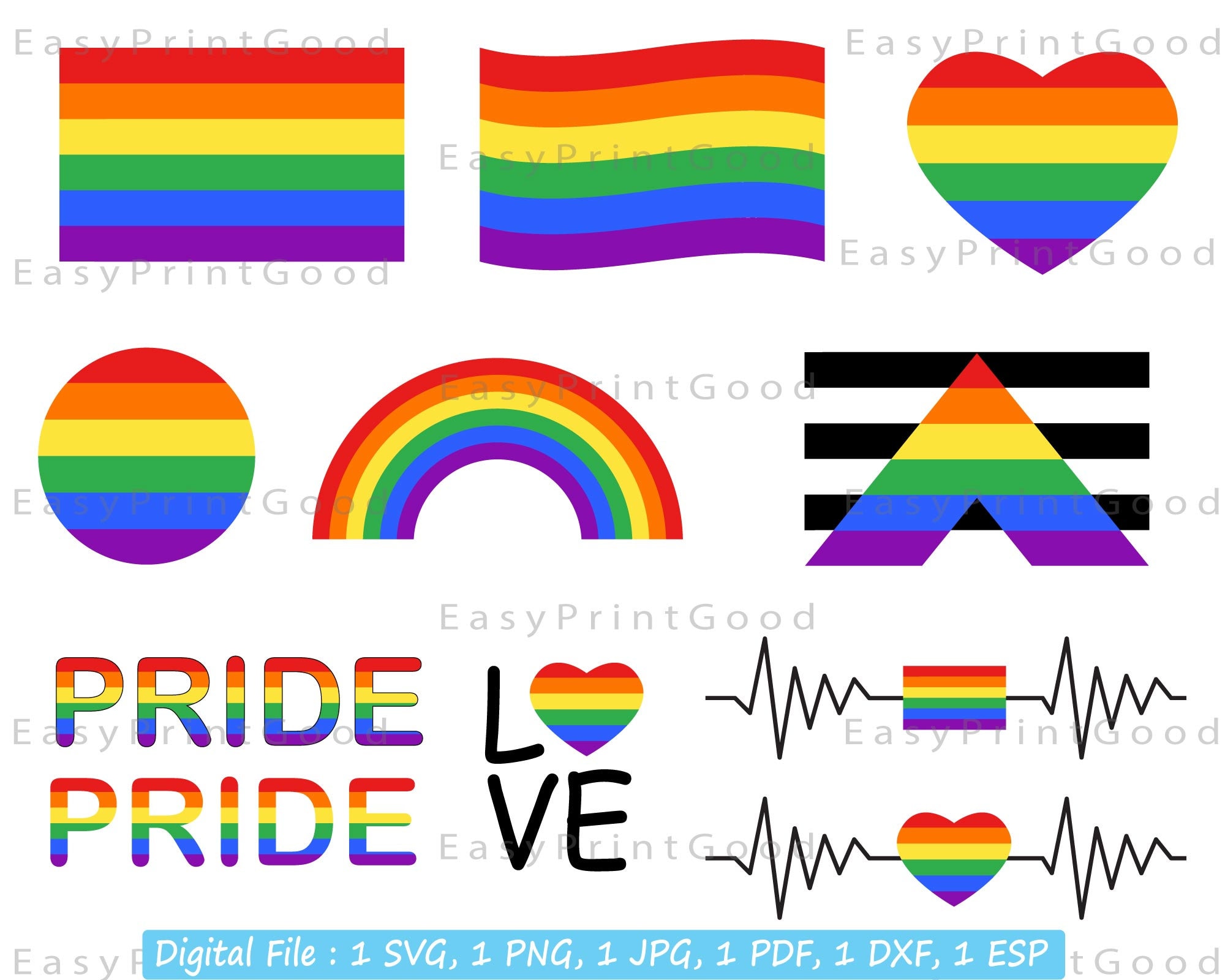 Rainbow Flag Svg LGBT Flag Pride Flag Gay Pride Love - Etsy
