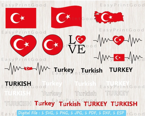 Turkey Flag Bundle Svg Turkish Svg Turkey National Flag Svg | Etsy