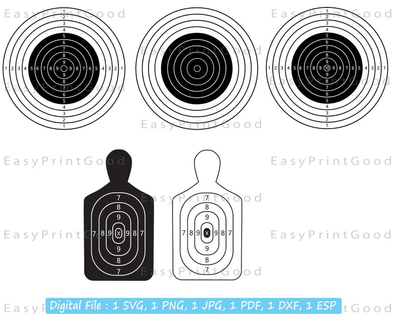 Shooting Target Svg, Gun Target Clipart, Firing Range Target, Human ...