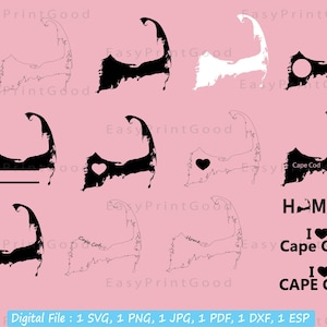 Cape Cod Svg Bundle, Cape Cod Map, Clipart, Outline, Massachusetts ...