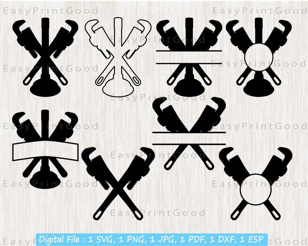 Plumbing Logo Svg, Plumber Logo Svg, Pipe Wrench Plunger Clipart ...