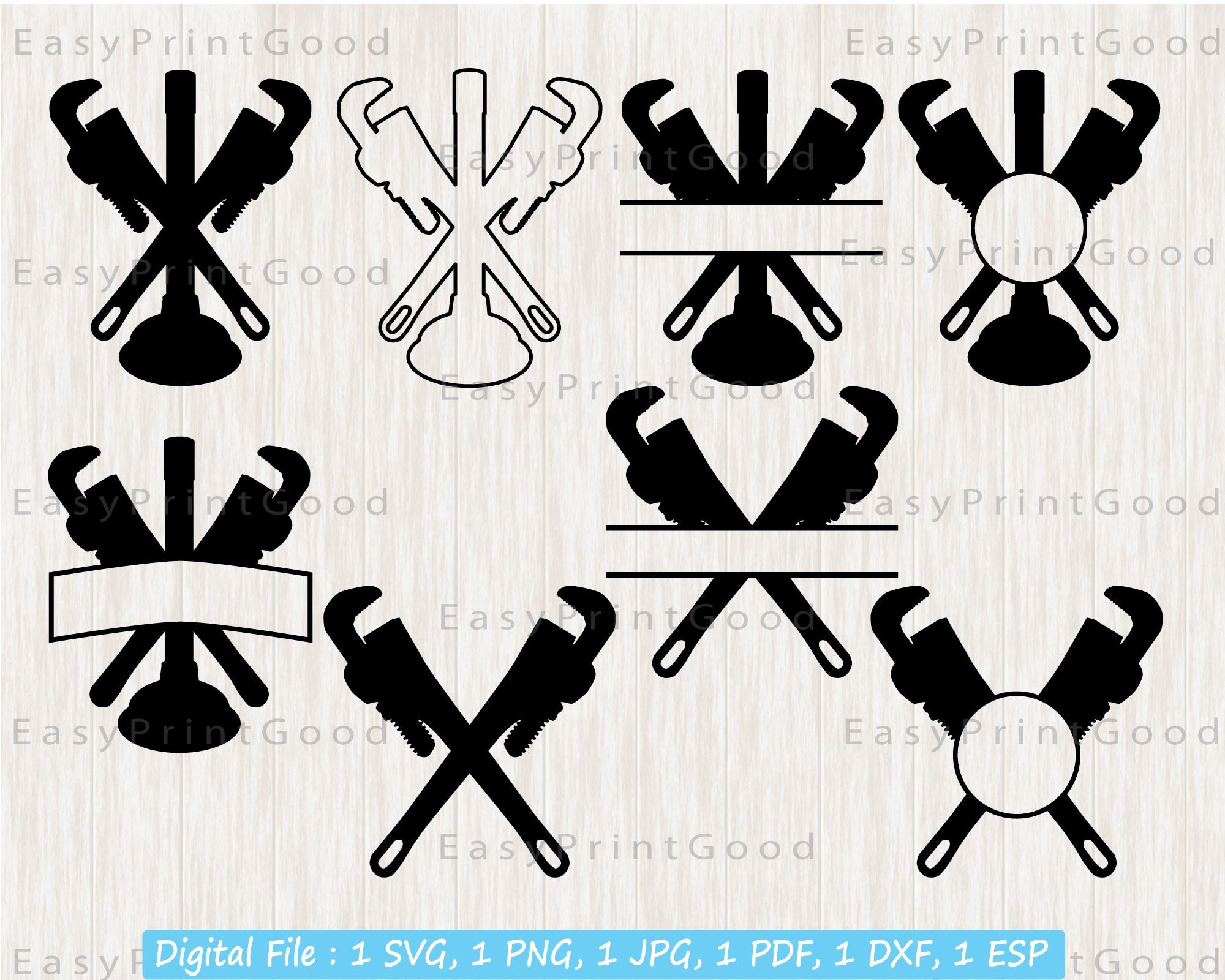 Plumbing Logo Svg Plumber Logo Svg Pipe Wrench Plunger - Etsy UK