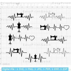 Sewing SVG Bundle, Sawing Machine Heartbeat Svg, Sawing Heartbeat ...