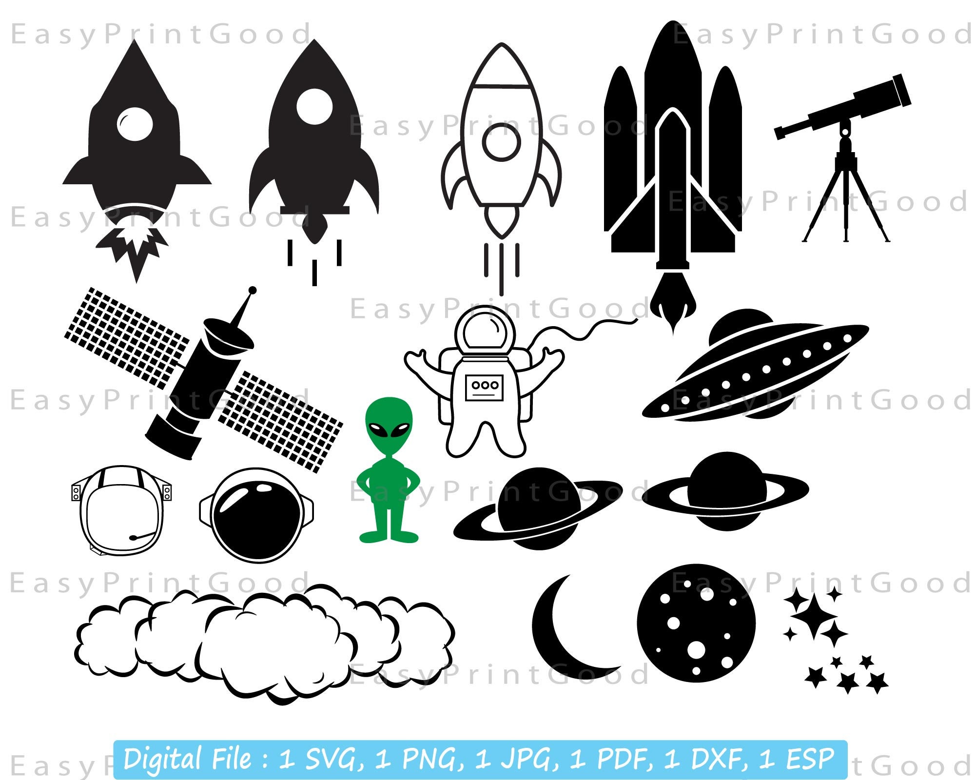 Cohete Svg Cohete Svg Luna Nave Espacial Clipart Nave | Etsy