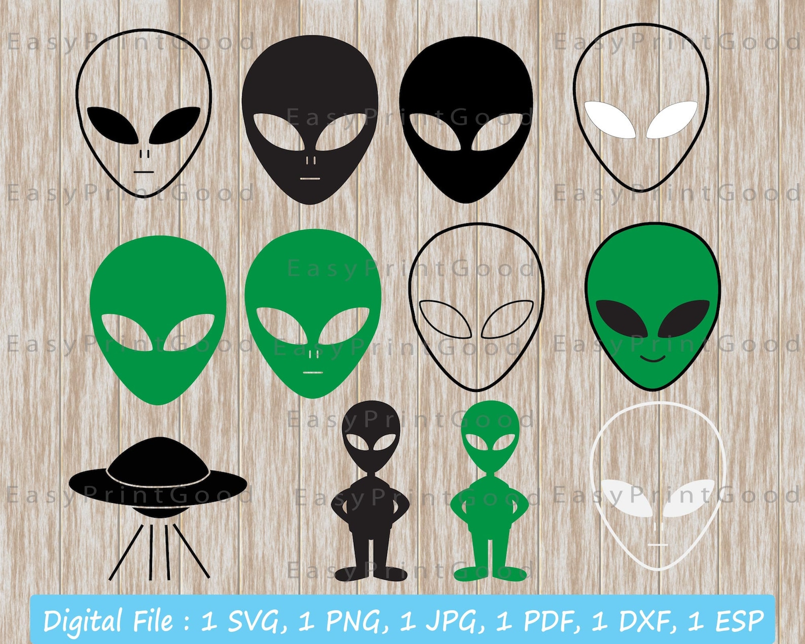 Aliens Head Svg Ufo Svg Aliens Clipart Aliens Face Svg Aliens Head ...