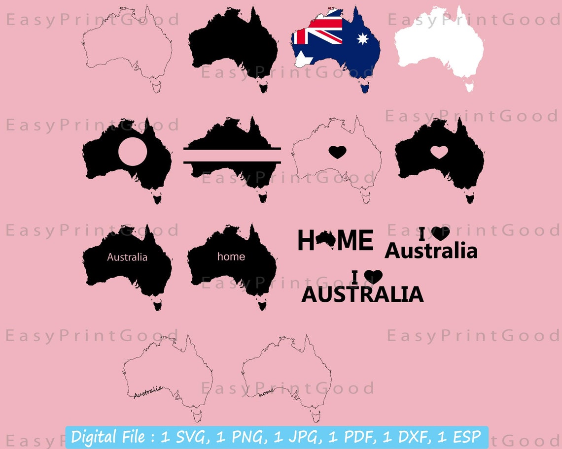 Australia Map Svg Bundle Australian Map Flag Svg Australia - Etsy