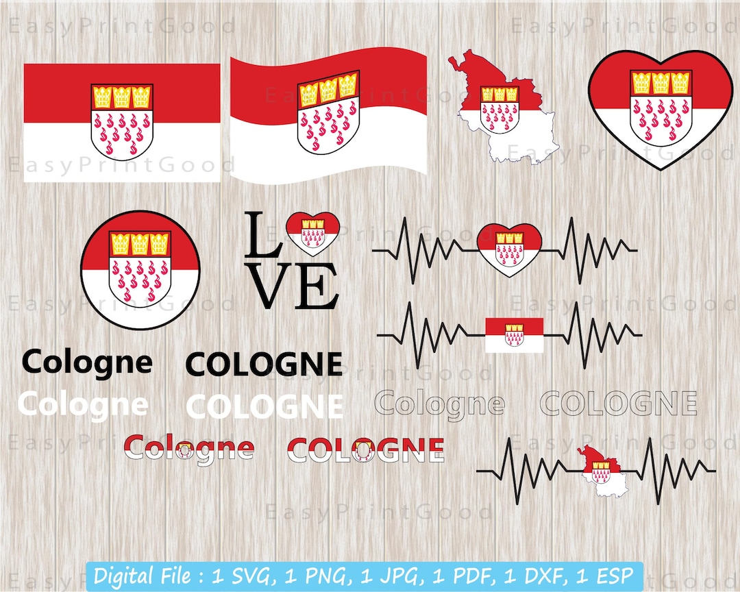 Cologne Flag Svg Bundle, Cologne Map, Love, Text Word, Cologne Nation ...