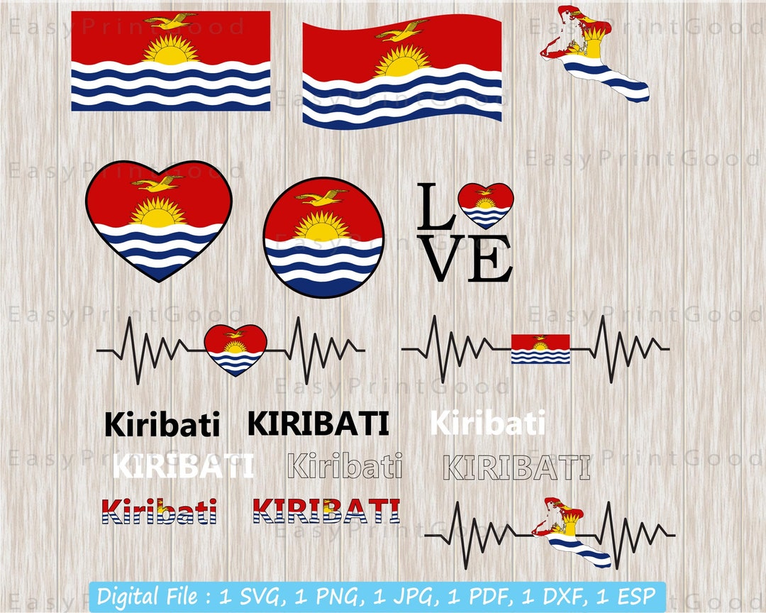Kiribati Flag SVG Bundle: Map, Heart, Waving Flag (cut File) - Etsy