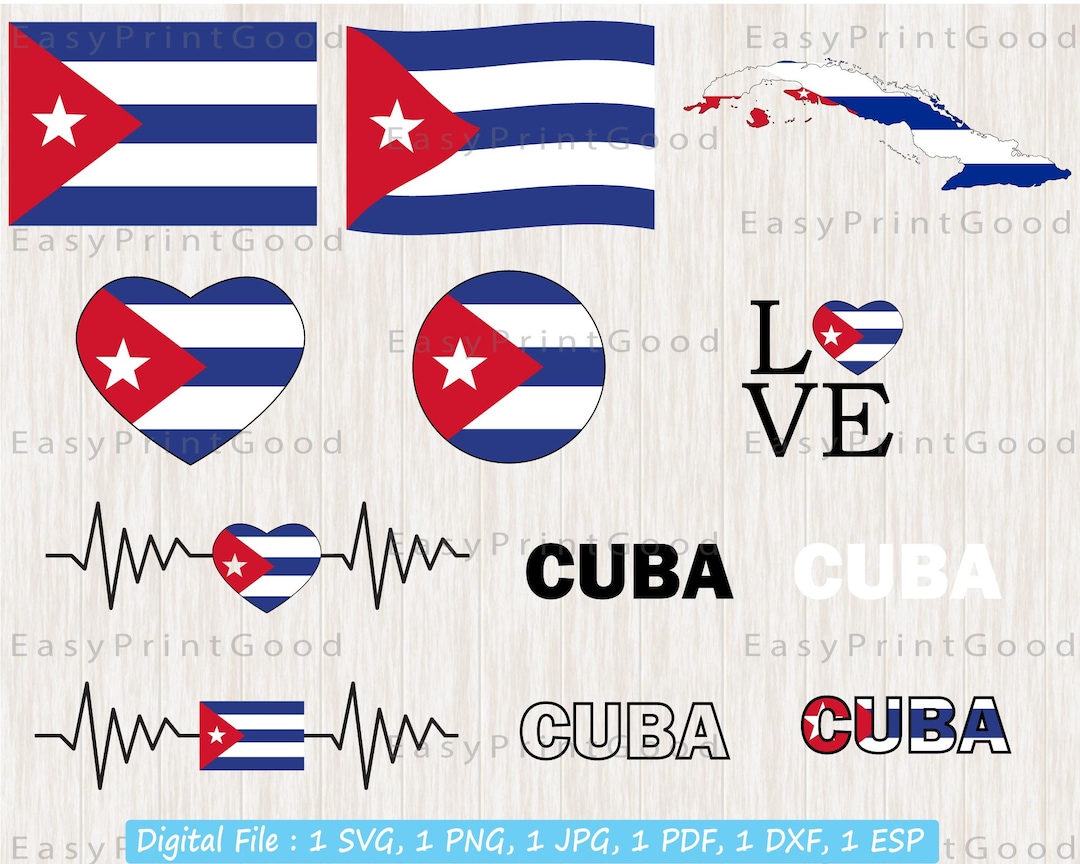 Cuba Flag SVG Bundle: Map, Heart, Waving Flag (cut File) - Etsy