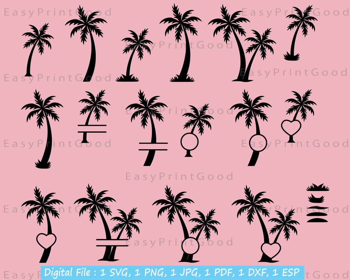 Palm Tree Svg Bundle Palm Tree Clipart Tropical Vacation - Etsy