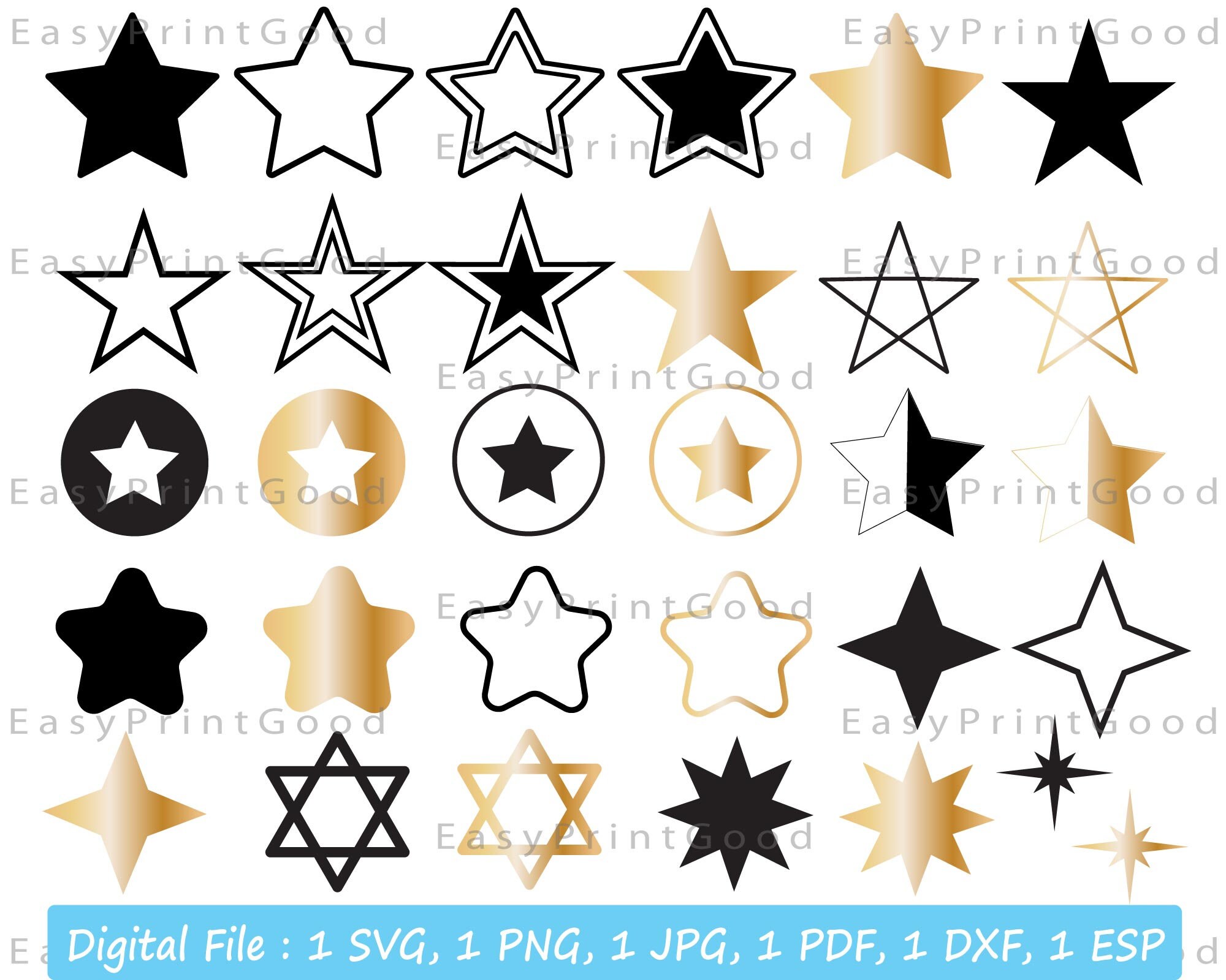 Stars Svg Stars Vector Stars Clipart Star Cut File Star | Etsy