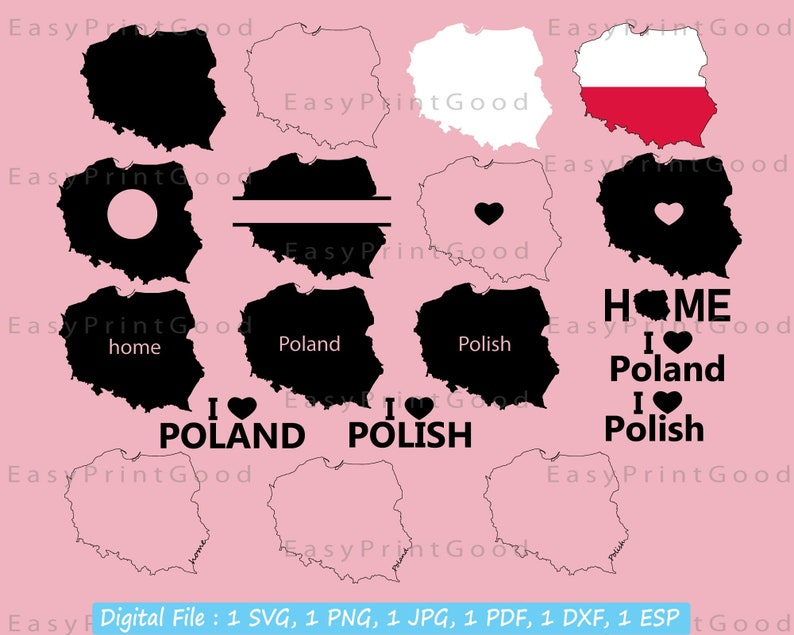 Map of Poland Svg Polish Map Boundary Country Map of Poland - Etsy