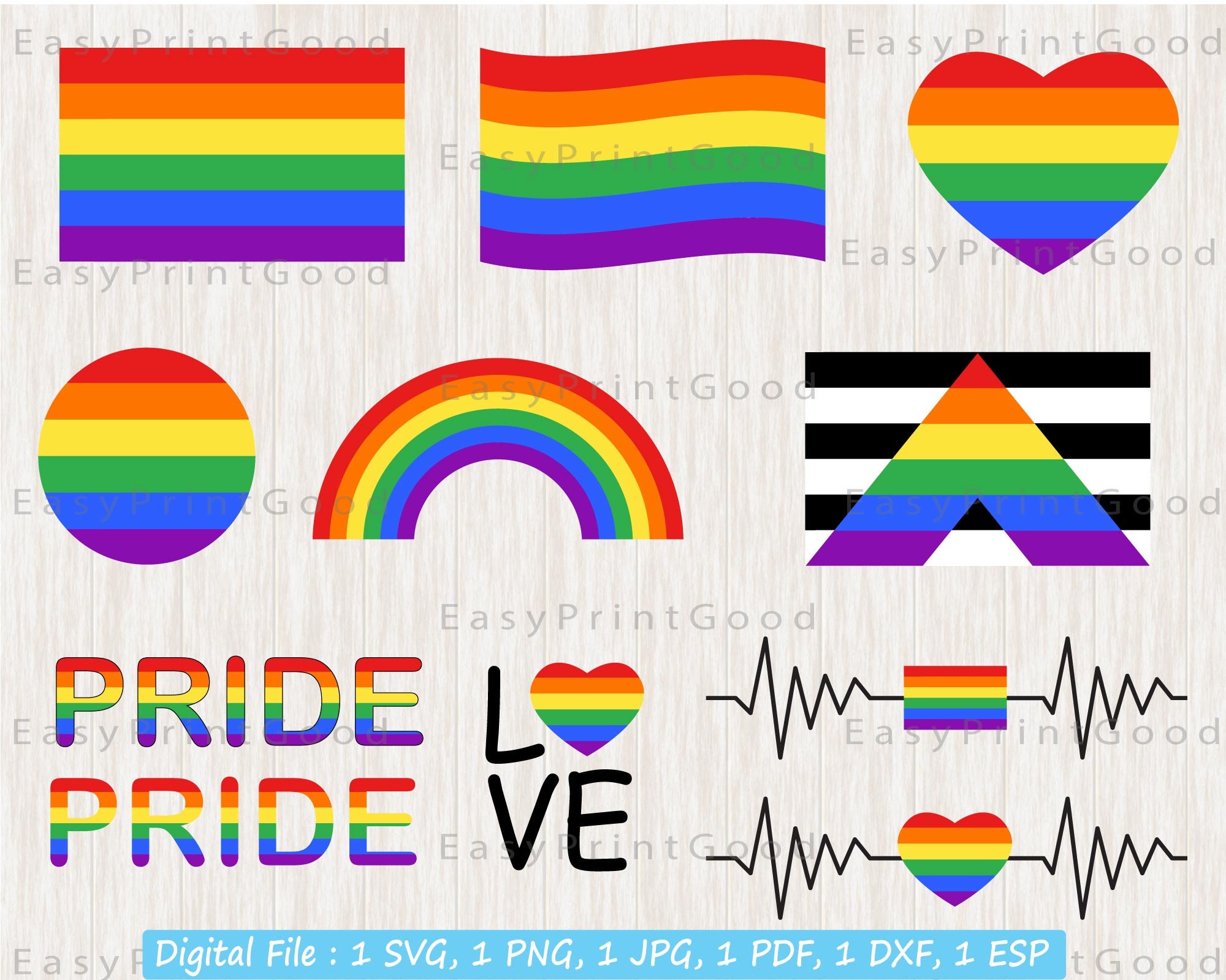 Rainbow Flag Svg LGBT Flag Pride Flag Gay Pride Love - Etsy
