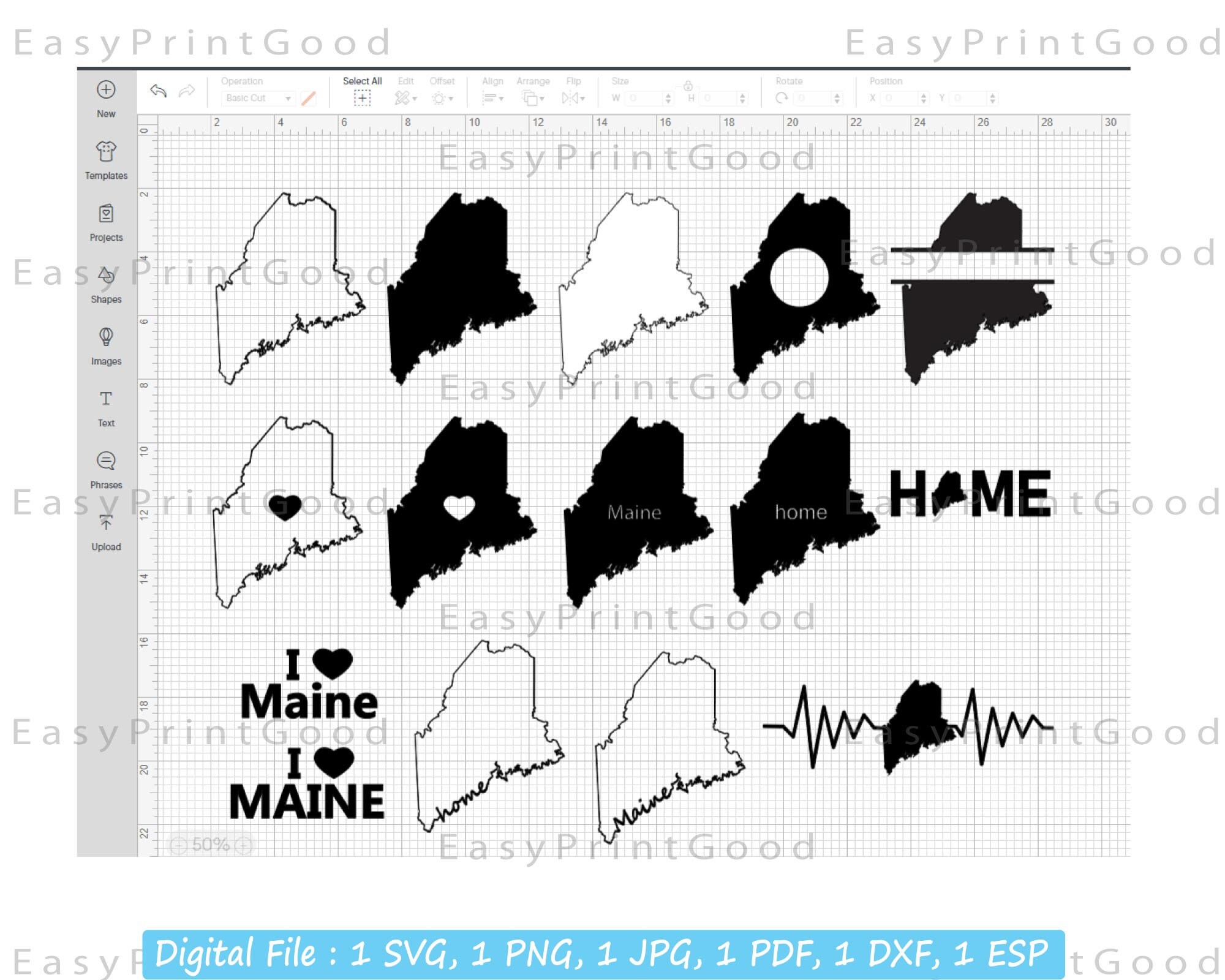 Maine SVG Bundle: State Outline, Map, Home Designs (digital Download ...