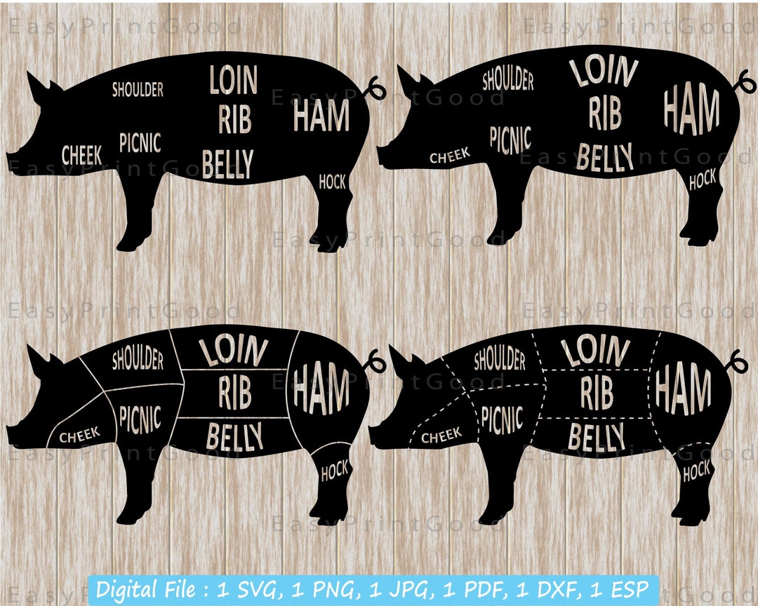 Butcher Pig Svg, Pig Cut Diagram, Pig Pork Butcher Svg, Farm to Table ...
