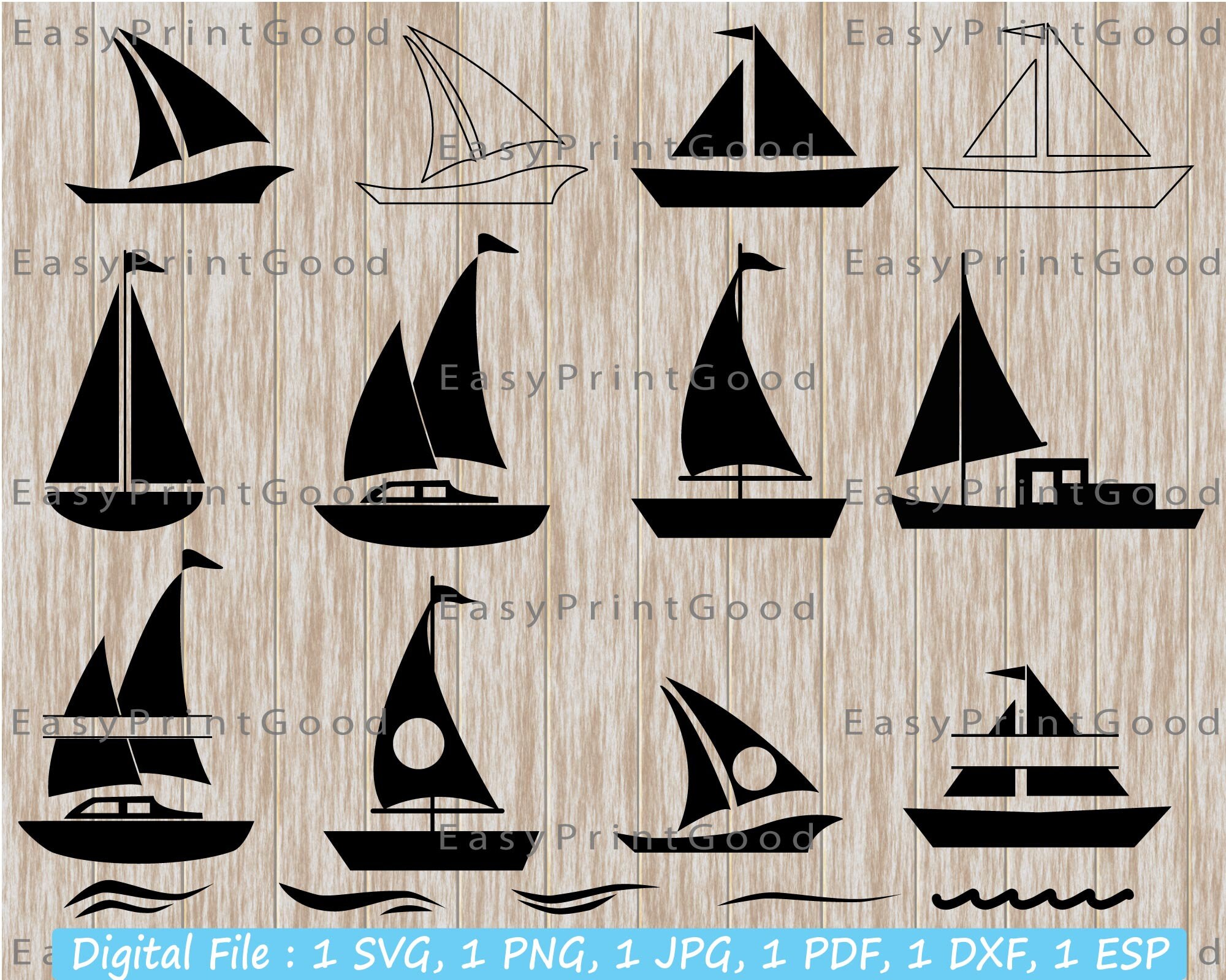Sailboat Svg Sailing Clip Art Sailboat Monogram Svg Sailboat | Etsy