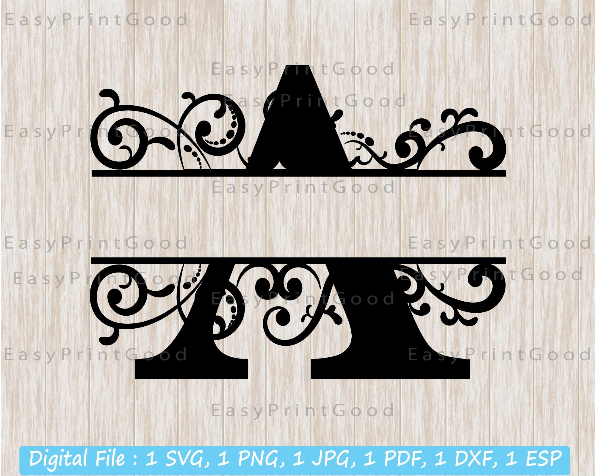 Alphabet Monogram Svg Split Letter Monogram Svg Split | Etsy