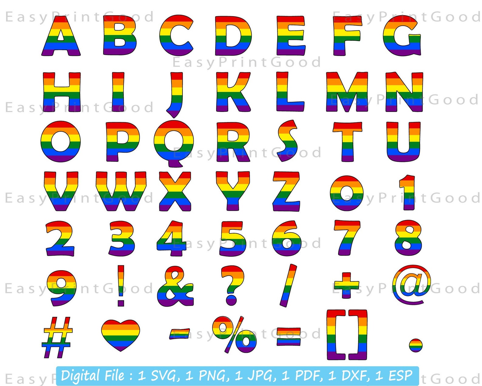 LGBT Alphabet and Numbers Svg LGBT Pride Font Svg Gay Pride | Etsy