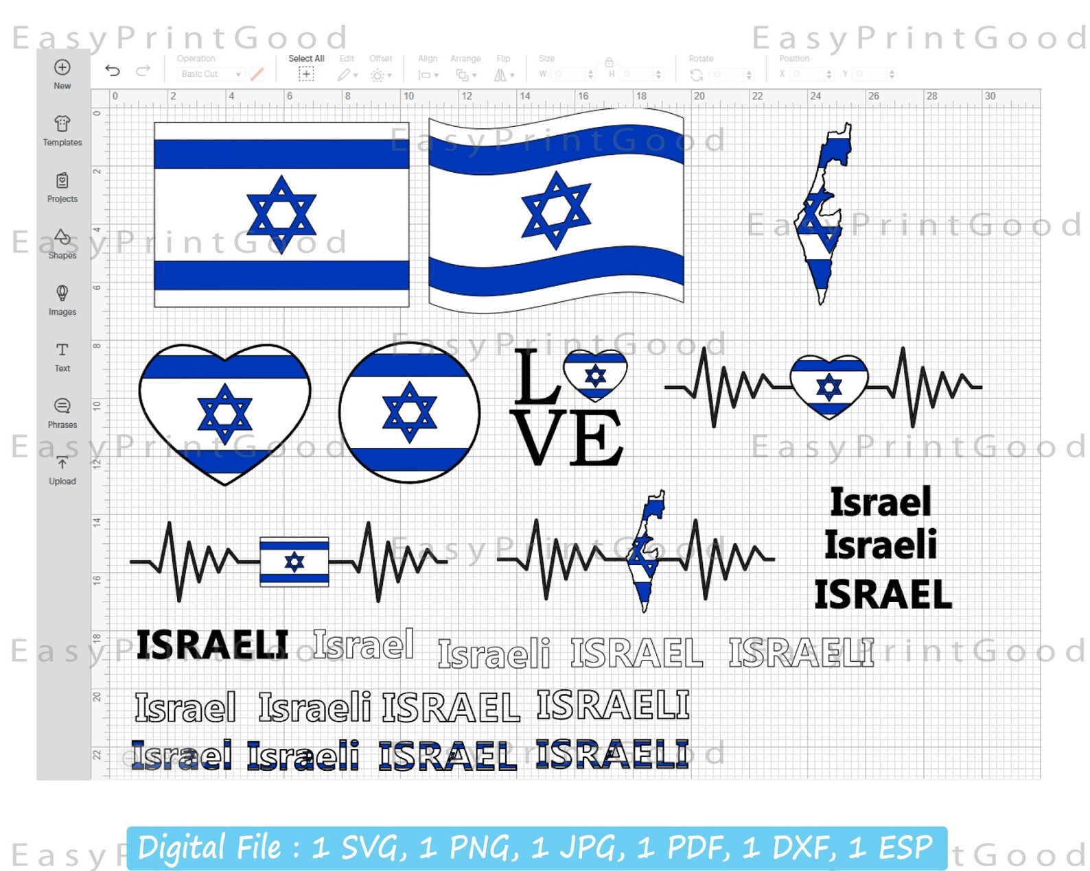 Israel Flag Bundle Svg Israeli Flag Svg Love Israel Waving - Etsy