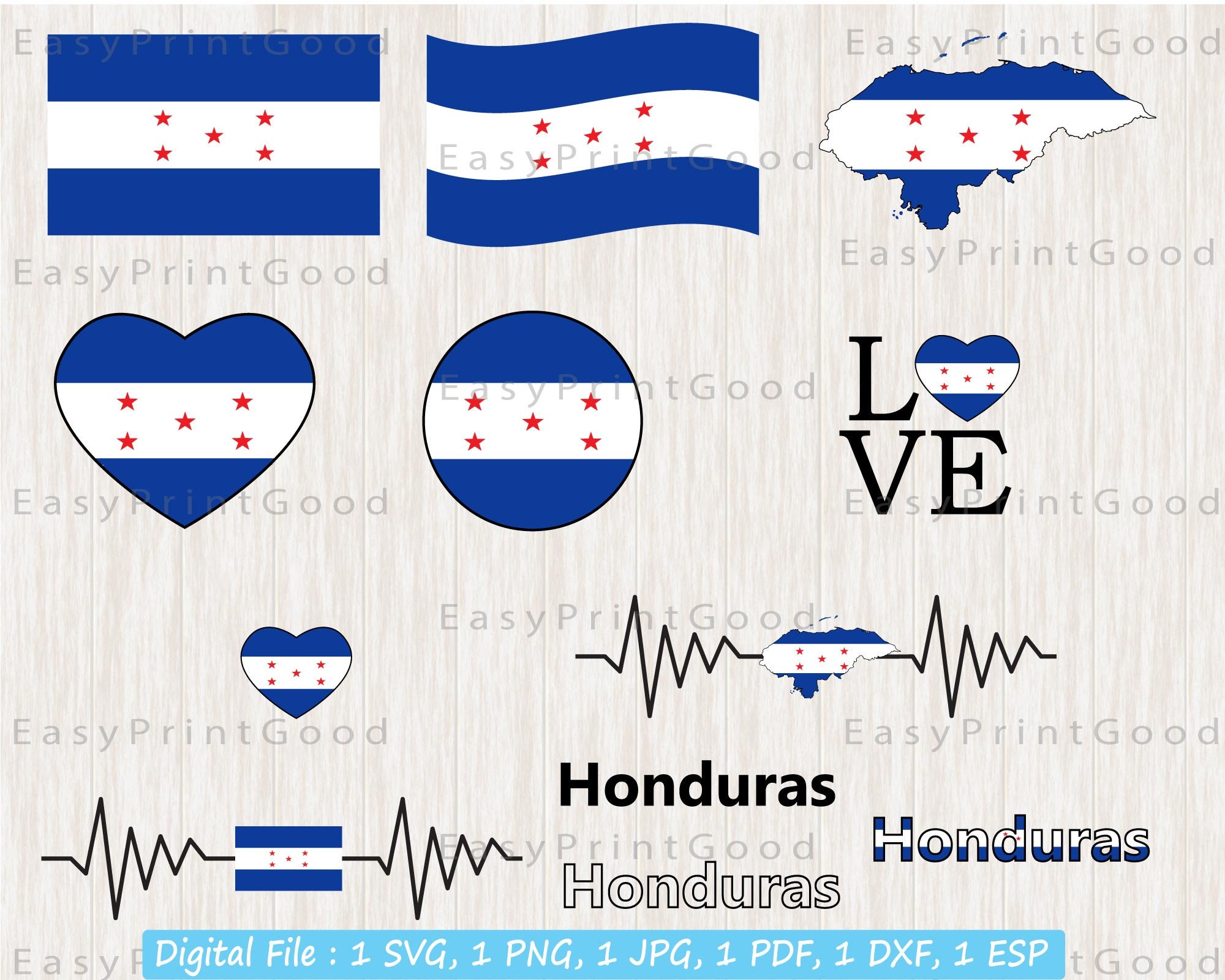 Honduras Flag Bundle Svg Honduras National Flag Love Waving - Etsy