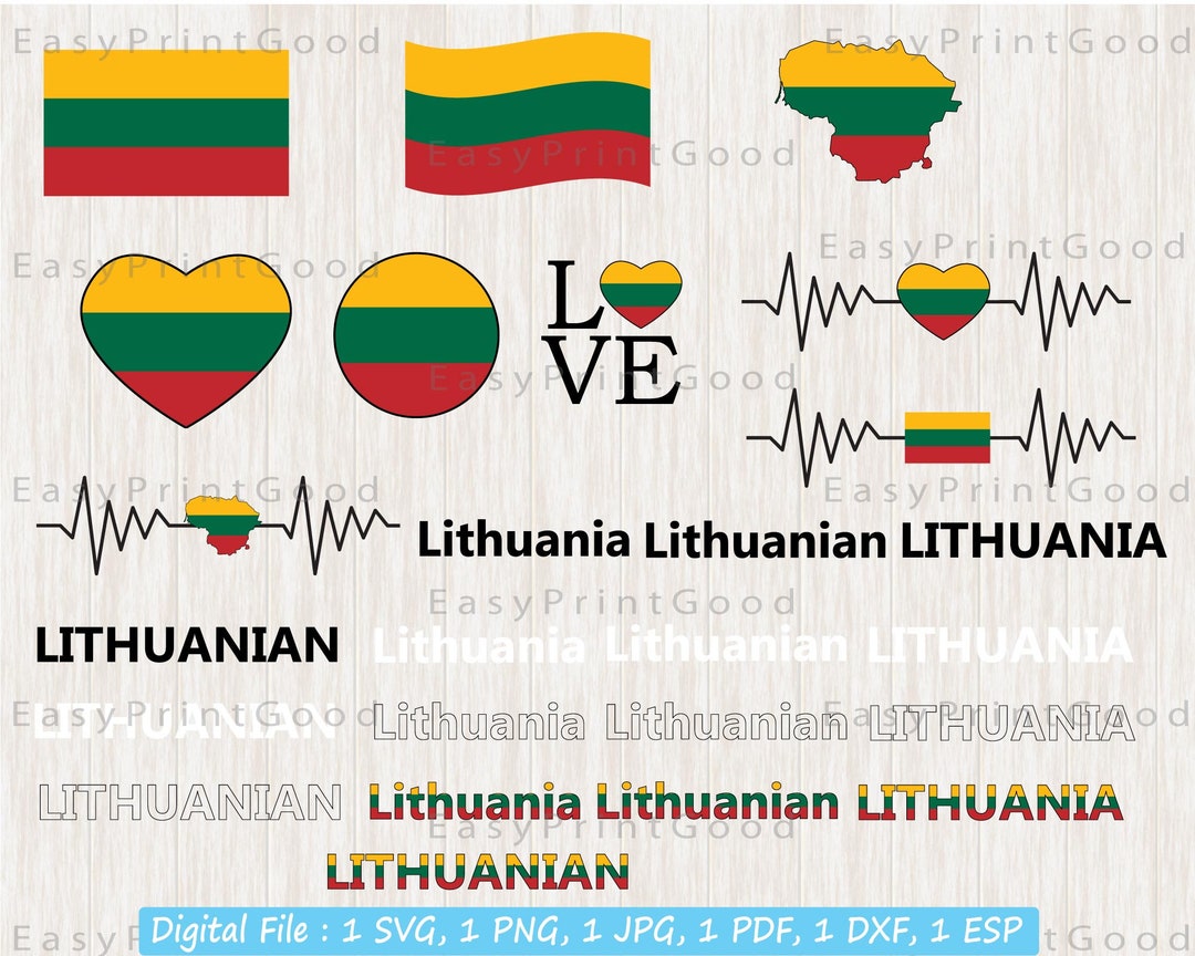 Lithuania Flag Bundle Svg, Lithuanian Flag, Love Lithuania, Waving ...