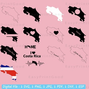 Costa Rica Map Svg Bundle, Costa Rica Map Flag, Costa Rica Clipart ...