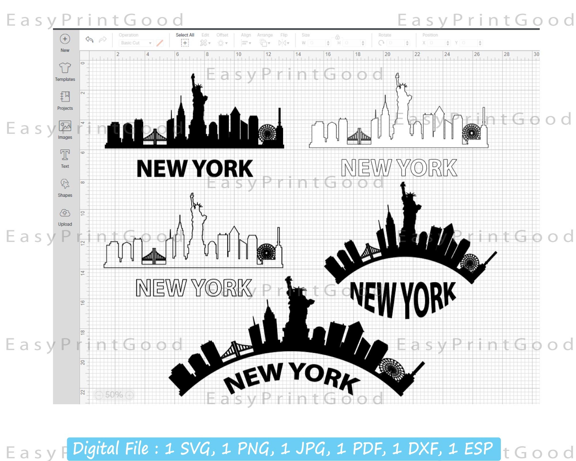 NEW YORK Svg New York Skyline Cityscape Silhouette New York | Etsy