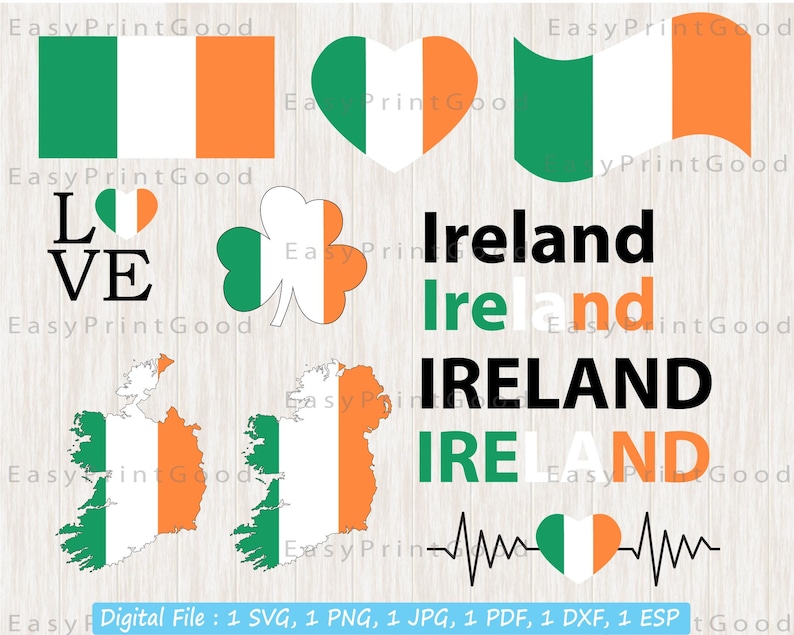Republic of Ireland Map Flag Svg Ireland Flag Svg Country - Etsy