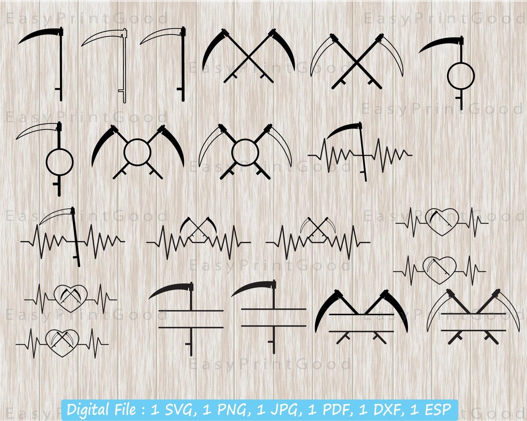 Scythe SVG Bundle, Scythe Monogram Frames, Scythe Logo Svg, Crossed ...