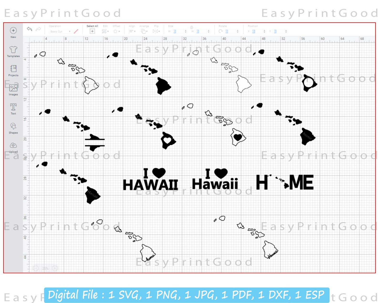 Hawaii Map SVG Bundle: State Outline, Monogram Frame (digital Download ...