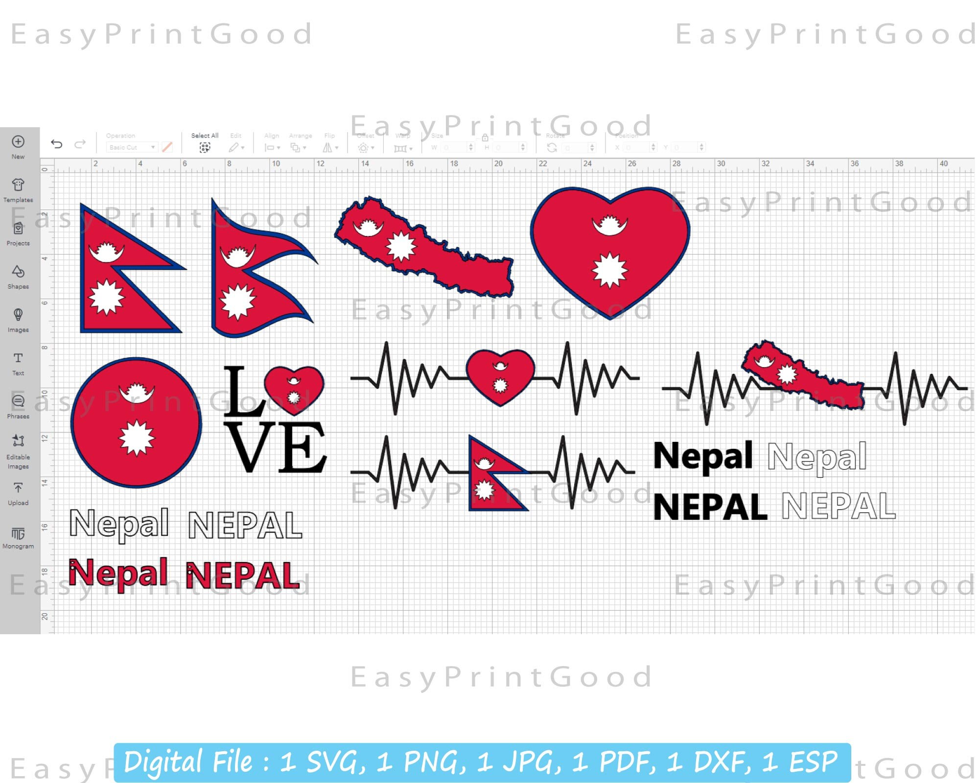 Nepal Flag SVG Bundle: National Banner, Map Clipart (digital Download ...
