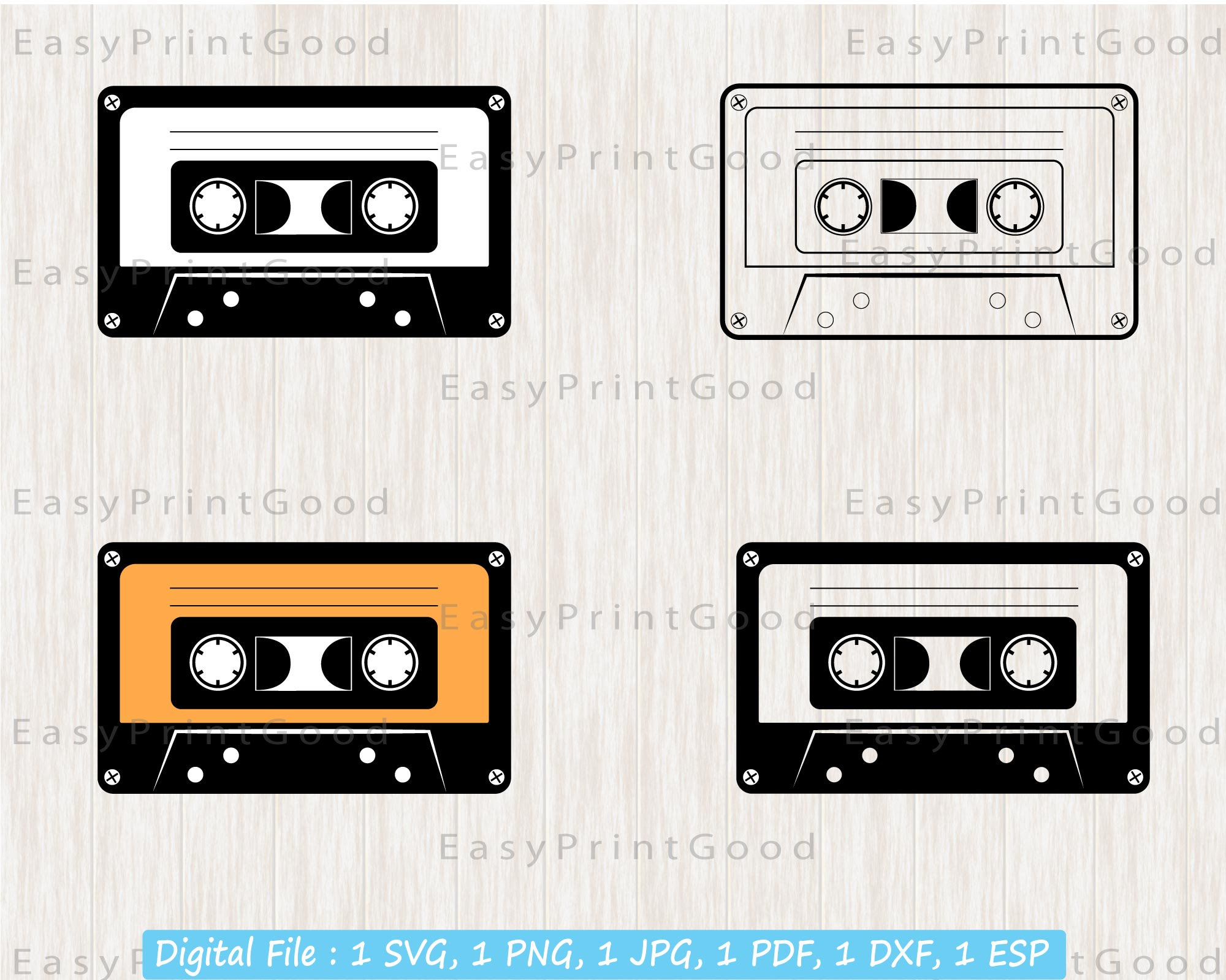 Audio Cassette Tape Svg Audio Tape Cassette Clipart - Etsy