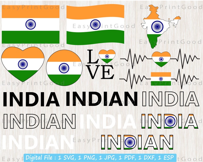 India Flag Bundle Svg Indian National Flag Love India | Etsy