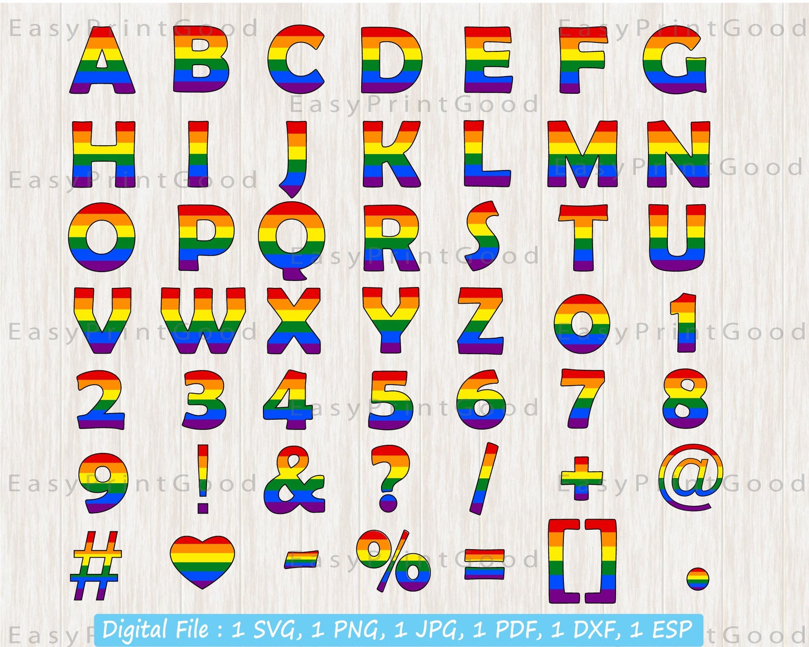 LGBT Alphabet and Numbers Svg LGBT Pride Font Svg Gay Pride | Etsy