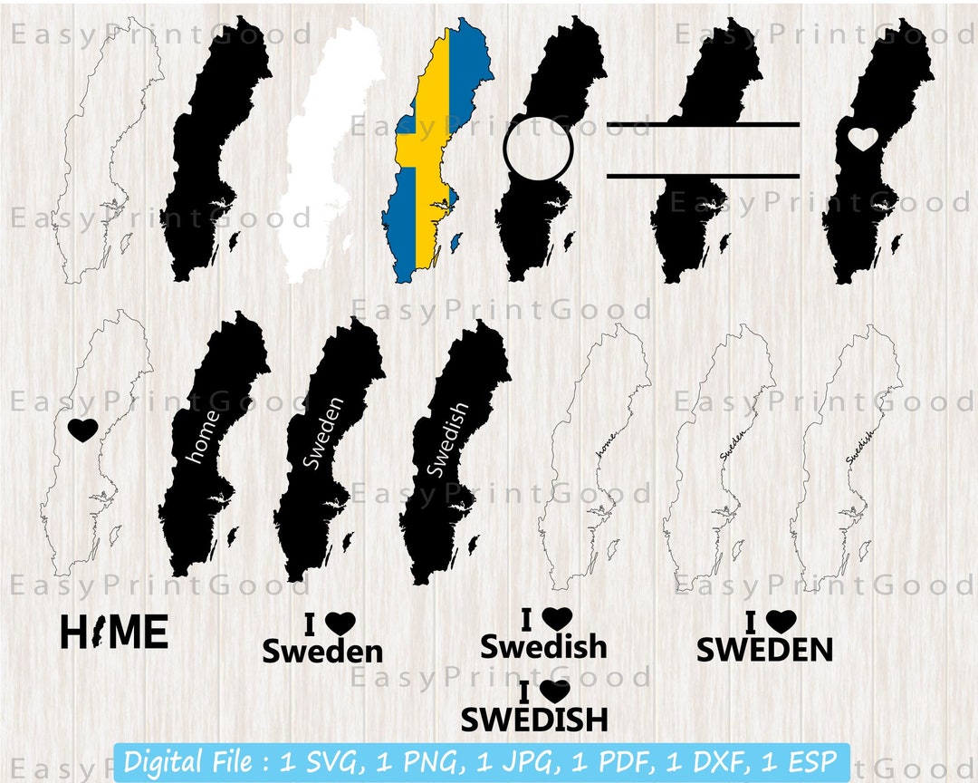 Sweden SVG Bundle, Swedish Svg, Sweden Clipart, Sweden Map Svg ...