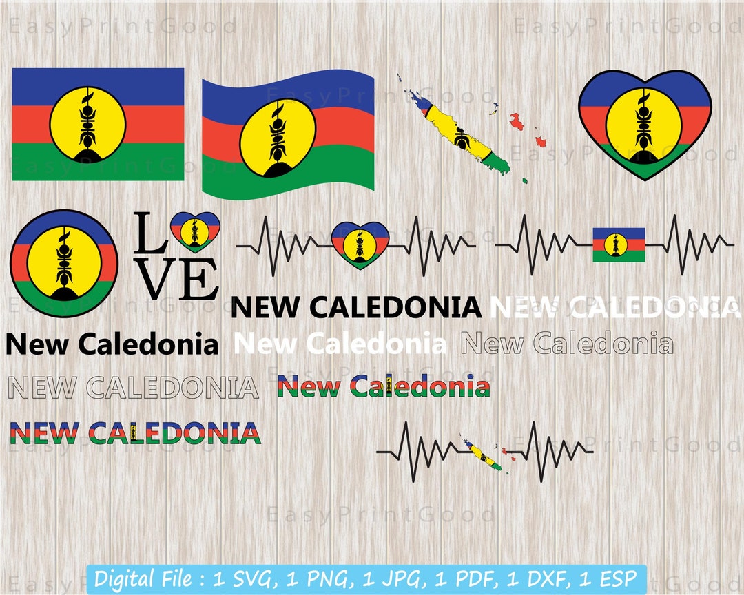 New Caledonia Flag Bundle Svg, New Caledonia National Flag, Love ...