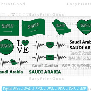 Saudi Arabia Flag Svg Bundle, Saudi Arabia Nation Country Banner, Love ...
