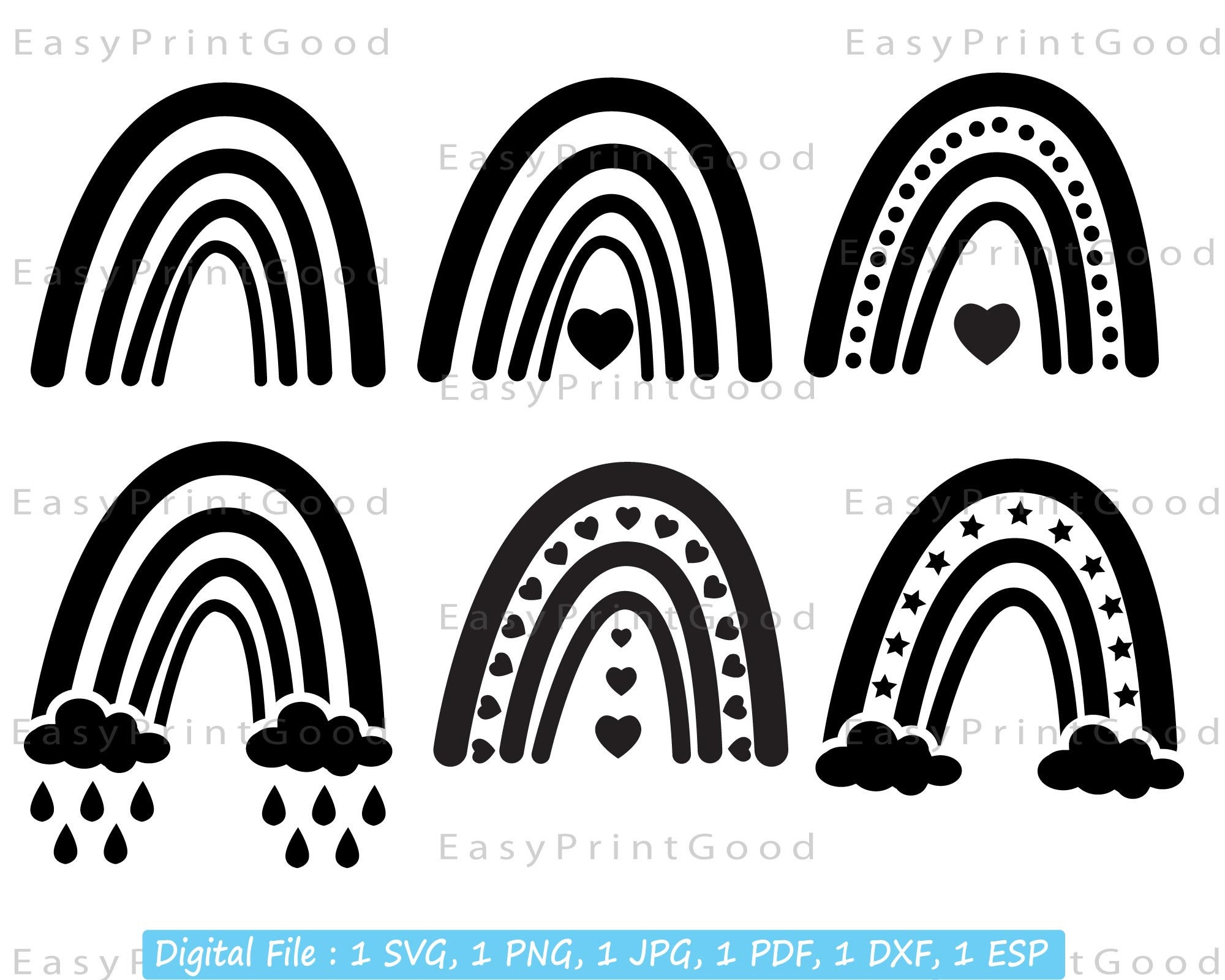 Boho Rainbow Svg Bundle Rainbow Svg Rainbow Clipart Rainbow - Etsy