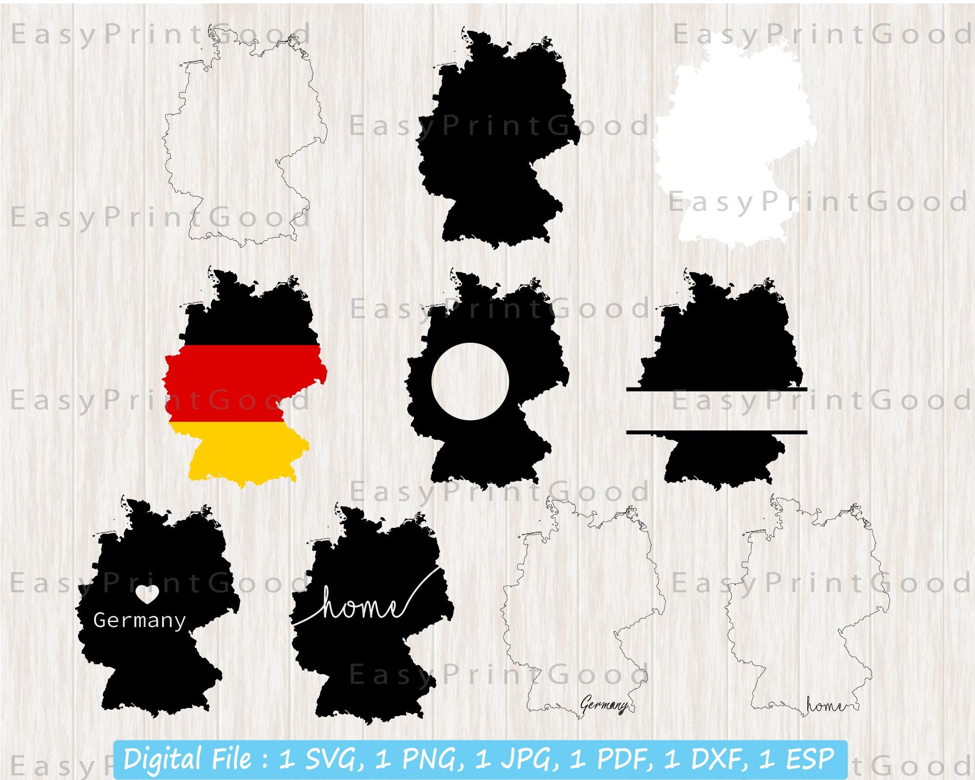 Map of Germany Svg German Map Boundary Country Map of - Etsy