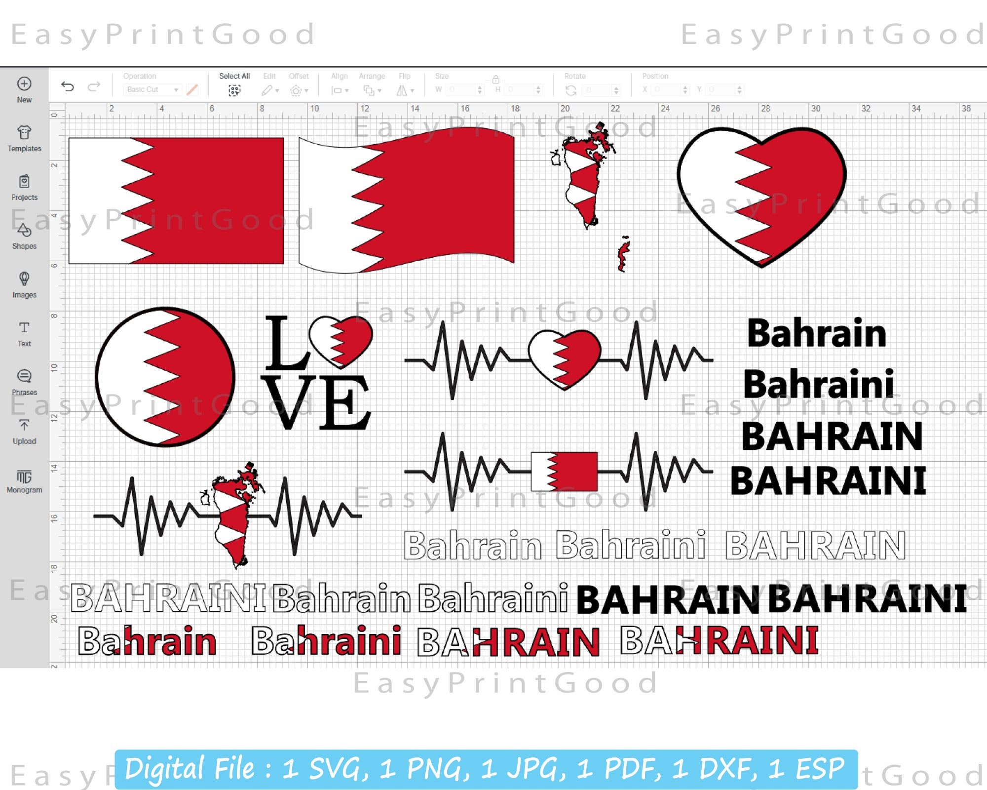 Bahrain Flag SVG Bundle: Map, Love, Waving (digital Cut Files) - Etsy