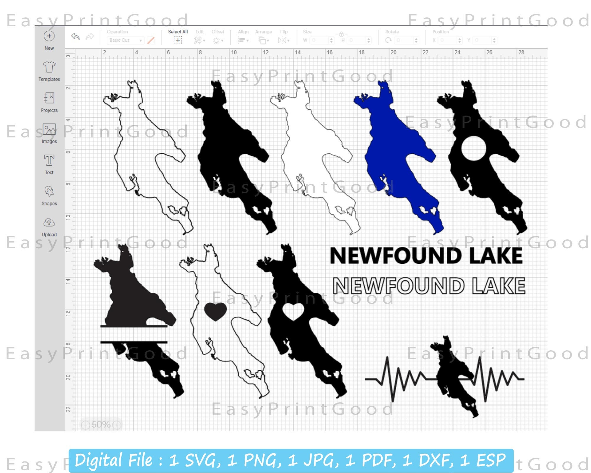 Newfound Lake SVG Bundle: Outline, Clipart, Monogram (digital Download ...