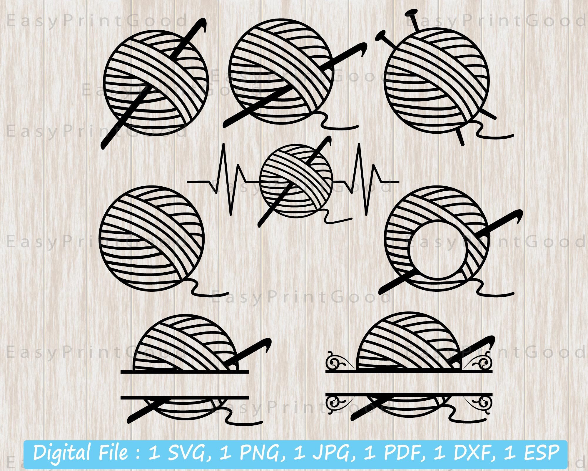 Crochet Svg Knit Svg Crochet Needle Clipart Yarn Ball Svg - Etsy