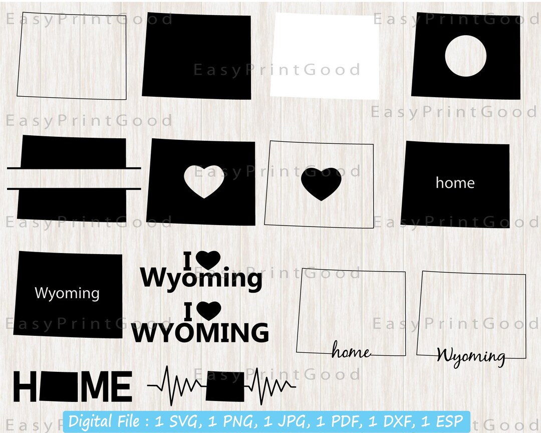 Wyoming Svg Bundle, Wyoming State Svg, Wyoming Outline, Wyoming Map ...