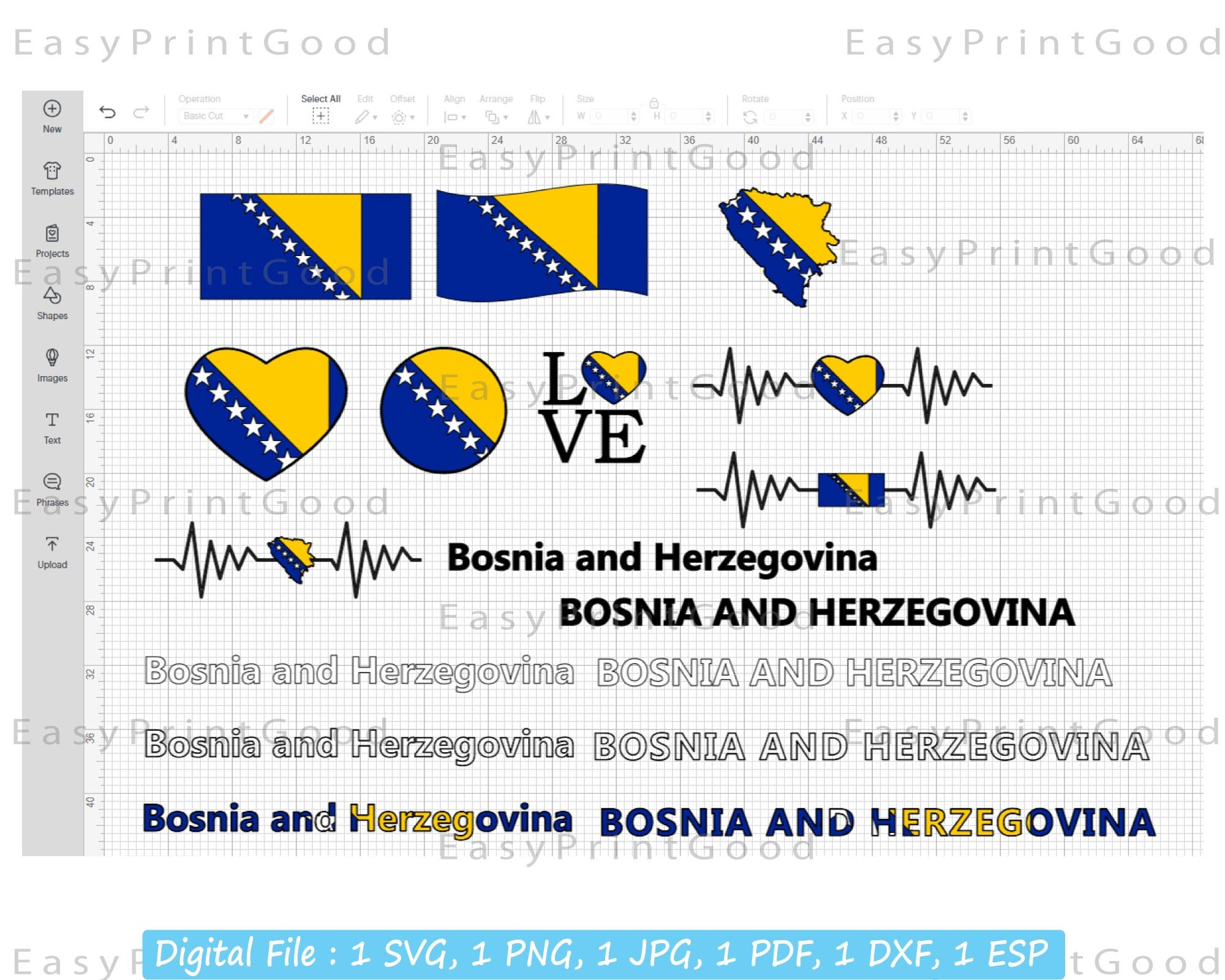 Bosnia and Herzegovina Flag Svg Bundle Map of Bosnia & - Etsy